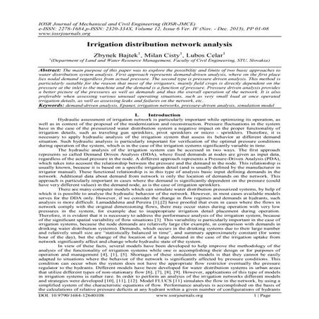 Irrigation distribution network analysis | PDF