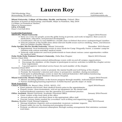 Lauren Roy Resume 2016 | DOCX