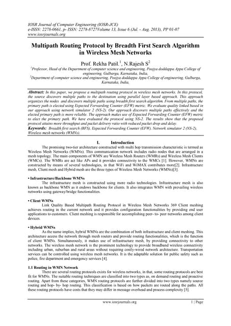 Multipath Routing Protocol By Breadth First Search Algorithm In Wireless Mesh Networks Pdf