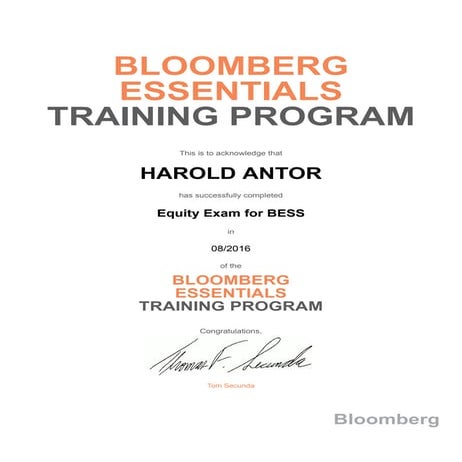 Bloomberg Certification | PDF