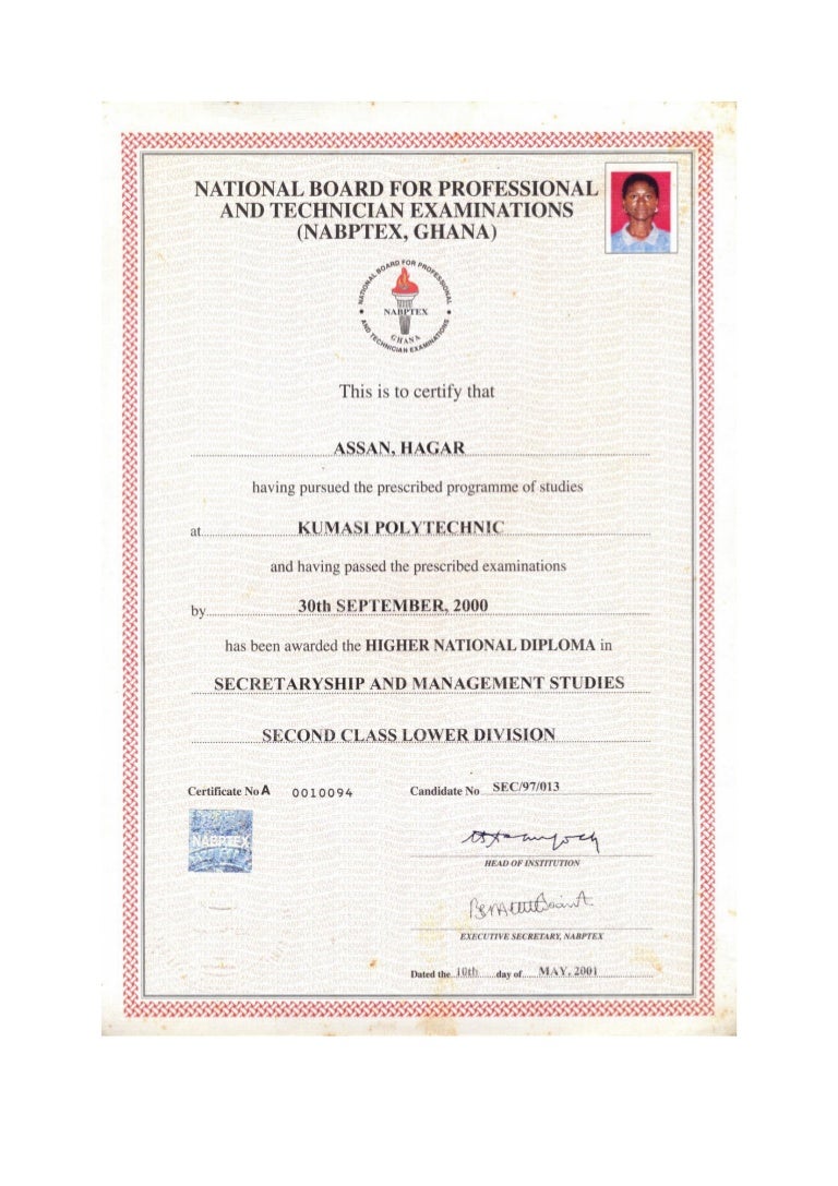 HND certificate