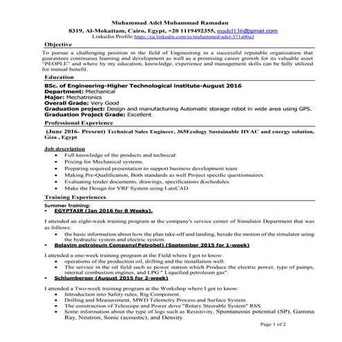 Muhammad Adel`s Resume | PDF