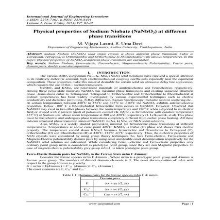 Physical properties of Sodium Niobate (NaNbO3) at different phase ...