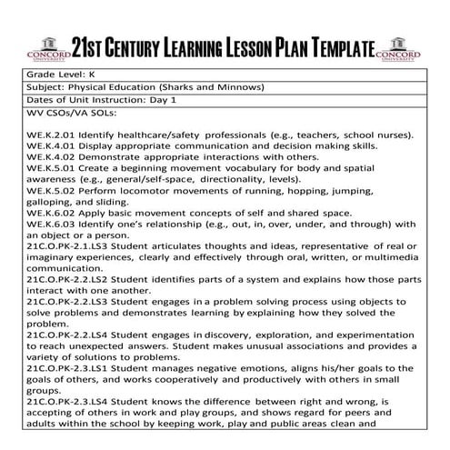 LP Sharks and Minnows TWS Day 1 | DOCX