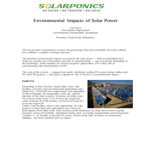 2015-Environmental Impacts of Solar Power | DOCX