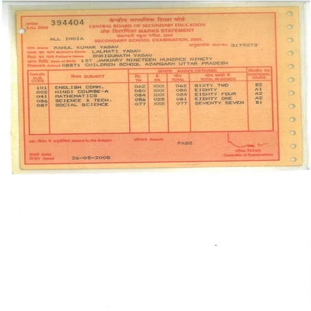 10th mark sheet and certificate | PDF