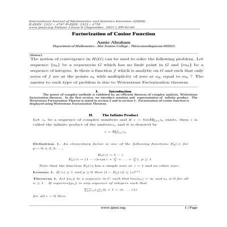 Factorization of Cosine Function | PDF