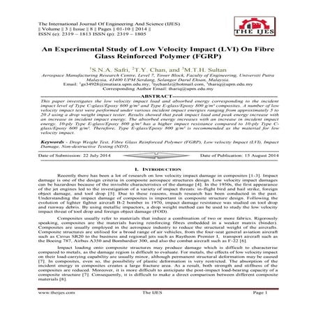 An Experimental Study of Low Velocity Impact (Lvi) On Fibre Glass ...