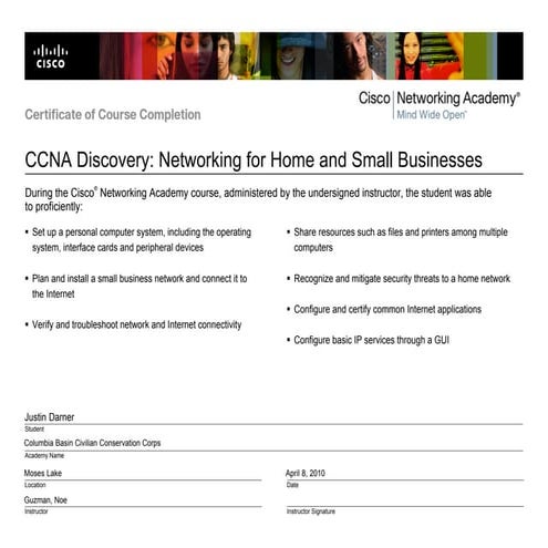 CCNA Certificate | PDF