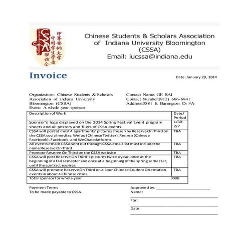 Invoice CSSA+questions | DOCX