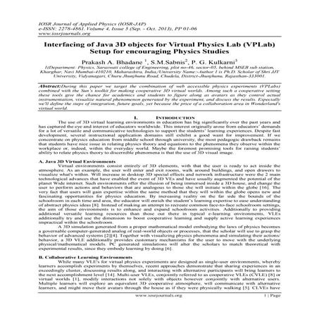 Interfacing of Java 3D objects for Virtual Physics Lab (VPLab) Setup ...