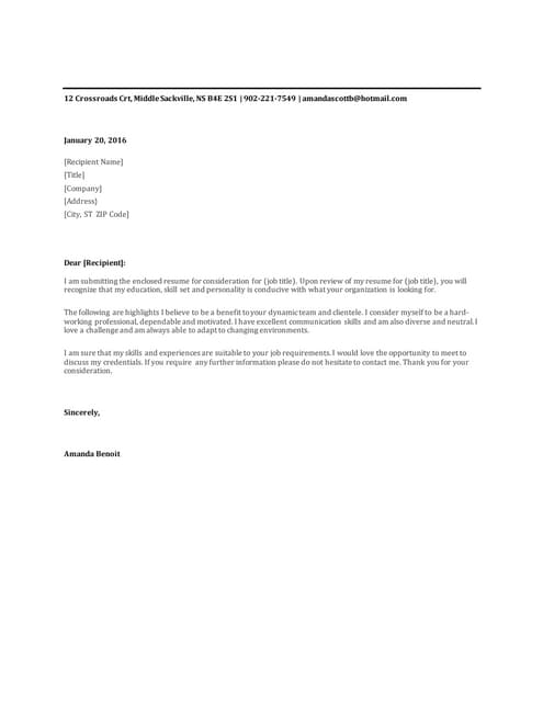 Cox Cover Letter | PDF