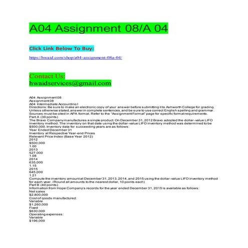 A04 assignment 08 a 04 | PDF