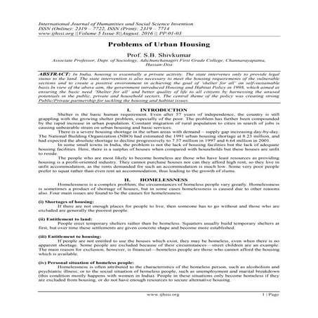 Problems of Urban Housing | PDF