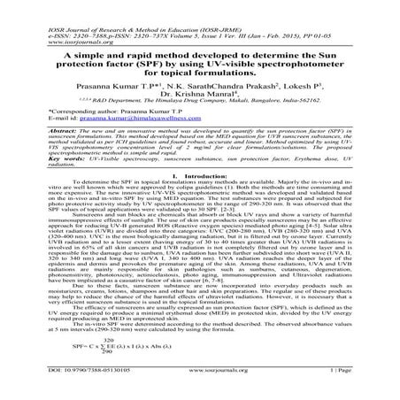 A simple and rapid method developed to determine the Sun protection ...