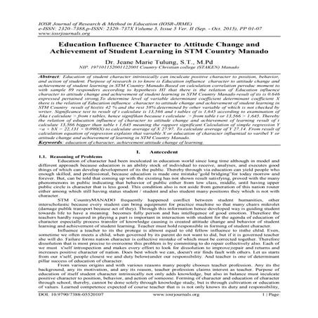 Education Influence Character to Attitude Change and Achievement of ...