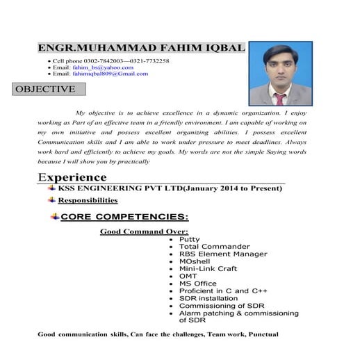 ENGR M FAHIM IQBAL CV | PDF