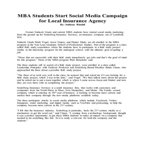 MBA Students get Social | PDF