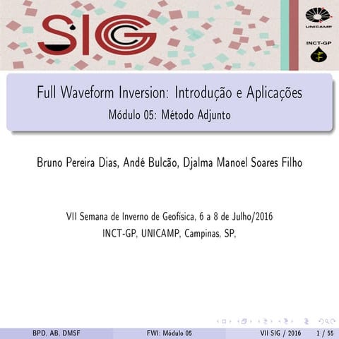 Full Waveform Inversion: Introdução e Aplicações [5/5] | PPT