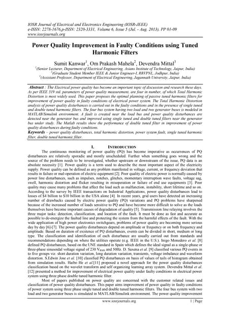 Harmonic Voltage Distortions in Power Systems Due to Non Linear Loads | PDF