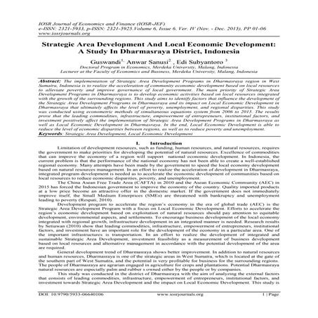 Strategic Area Development And Local Economic Development: A Study In ...