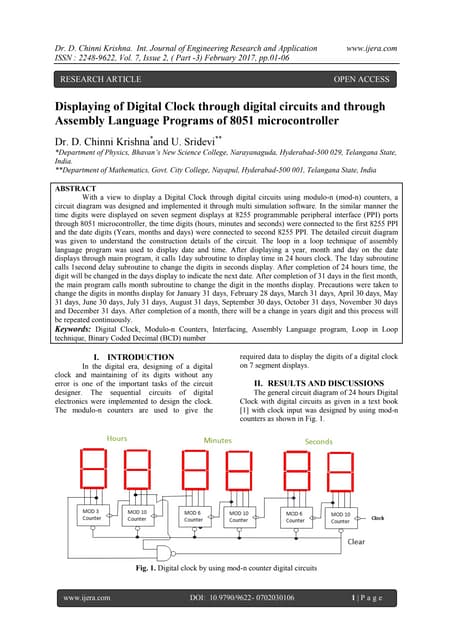 Displaying Of Digital Clock Through Digital Circuits And Through Assembly Language Programs Of 9858