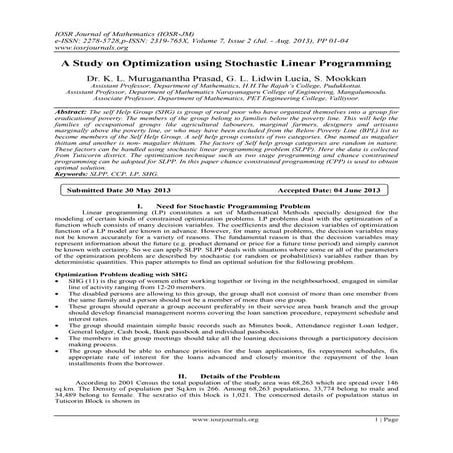 A Study on Optimization using Stochastic Linear Programming | PDF | Science