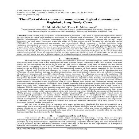 The effect of dust storms on some meteorological elements over Baghdad ...