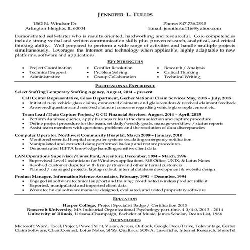 Jennifer Tullis Resume | PDF