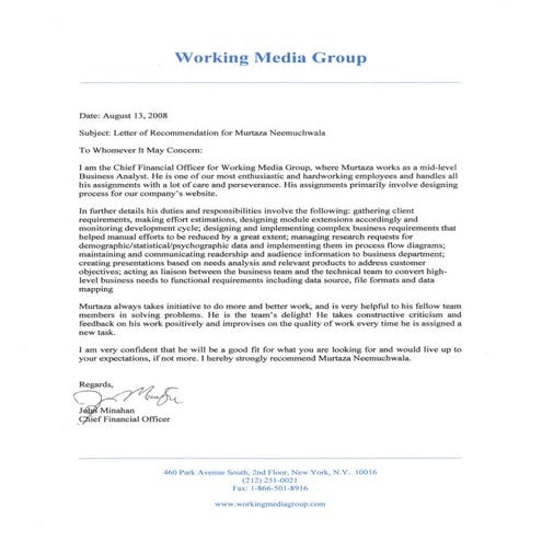 WMG Reference letter | PDF