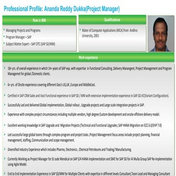 Professional Profile_Ananda_IBM | PPT