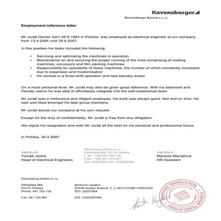 Electrical engineer recommendation letter