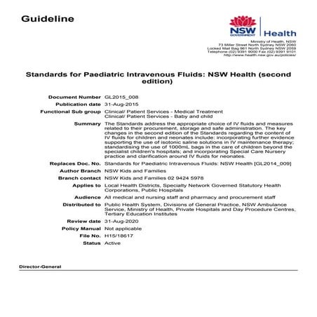 2015 NSW Health Paediatric Standards V2 | PDF