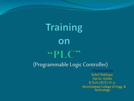 PLC (PROGRAMMABLE LOGIC CONTROLLER) | PPTX