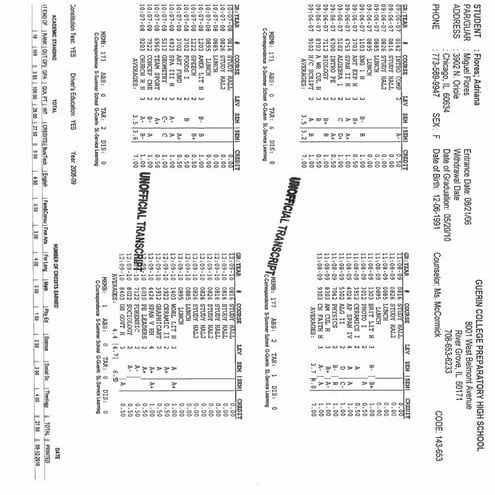 Guerin Prep High School Transcript | PDF