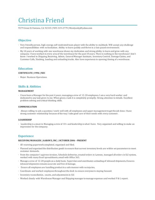 Torrence Resume 16 | DOCX | Business Utilities | Business