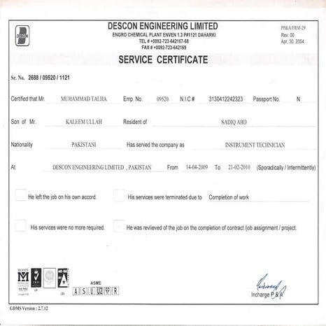 Experienc Latter Descon | PDF