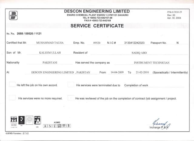 Experience Latter Sigma 18 | PDF