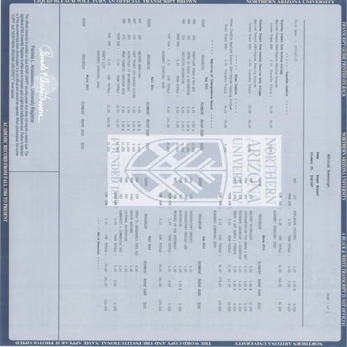 NAU College Transcripts 2012 | PDF