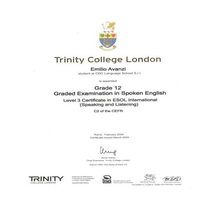 Trinity College 12 Grade | PDF