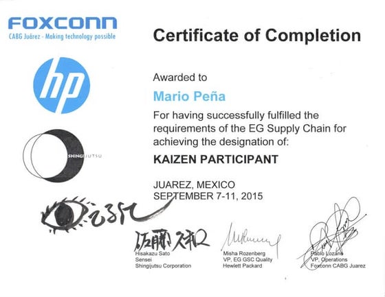 Foxconn CABG + HPE Kaizen Shingijutsu 2016-08 | PDF