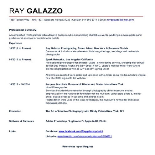 Ray Galazzo Photo Resume | DOCX