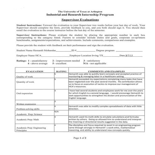 Supervisor Evaluation | PDF