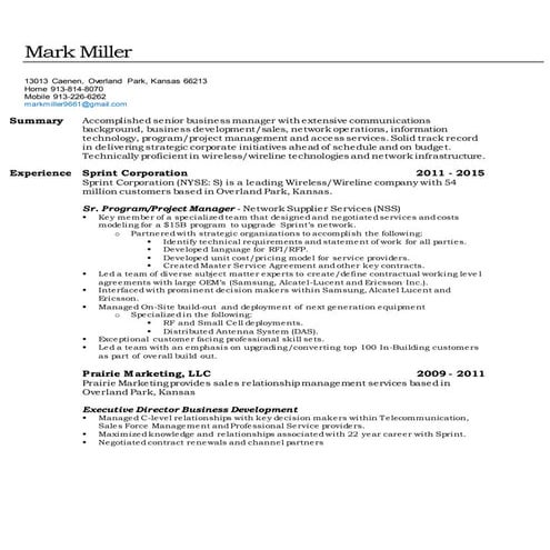 Mark Miller - Resume 2016 | DOCX