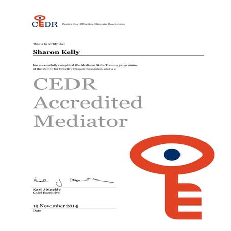 CEDR Accreditation Certificate - Sharon Kelly(1) | PDF