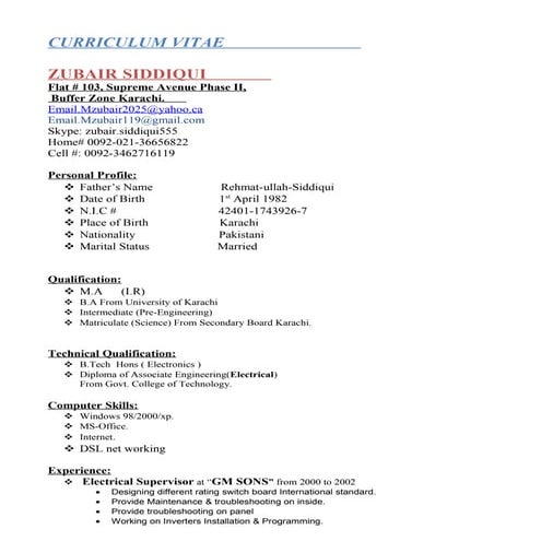 ZUBAIR CV 5 | PDF