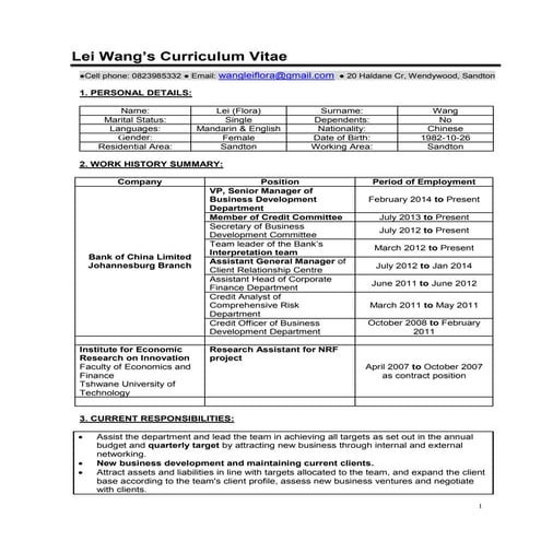 CV of Lei Wang-20140928 | PDF