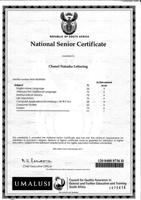 Umalusi Senior Certification | PDF