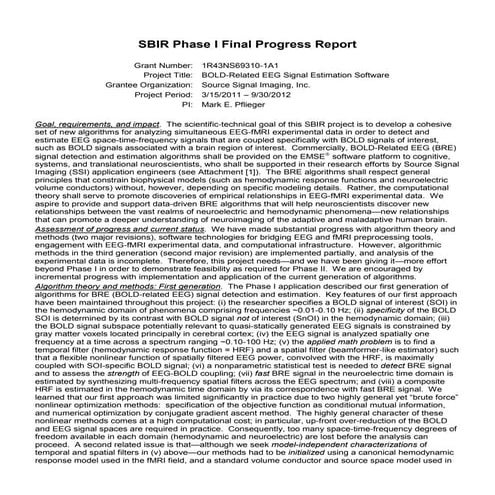 BRE Phase I Progress Report | PDF