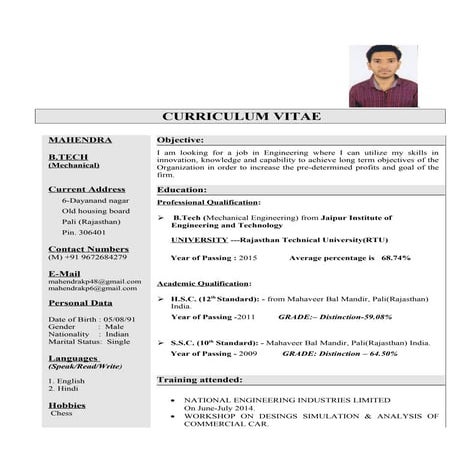 mahendra resume | DOC